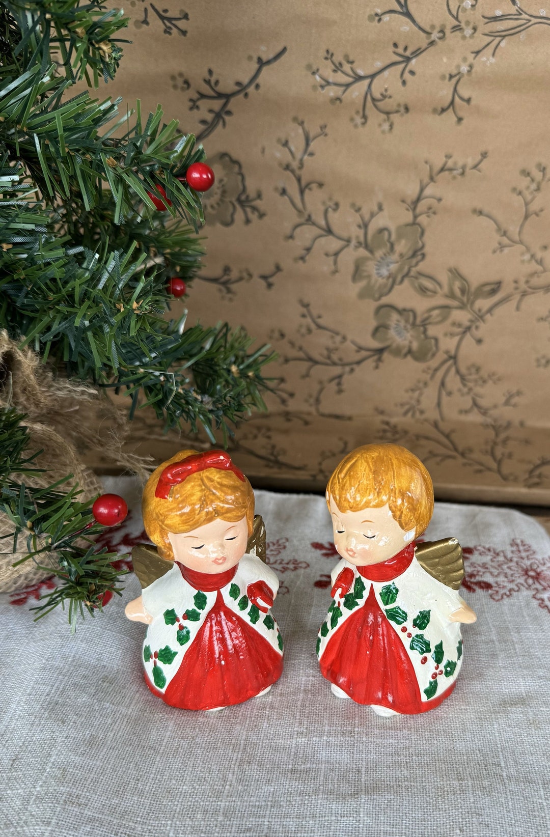 Vintage Lefton Kissing Christmas Angels MCM FREE SHIPPING - Etsy