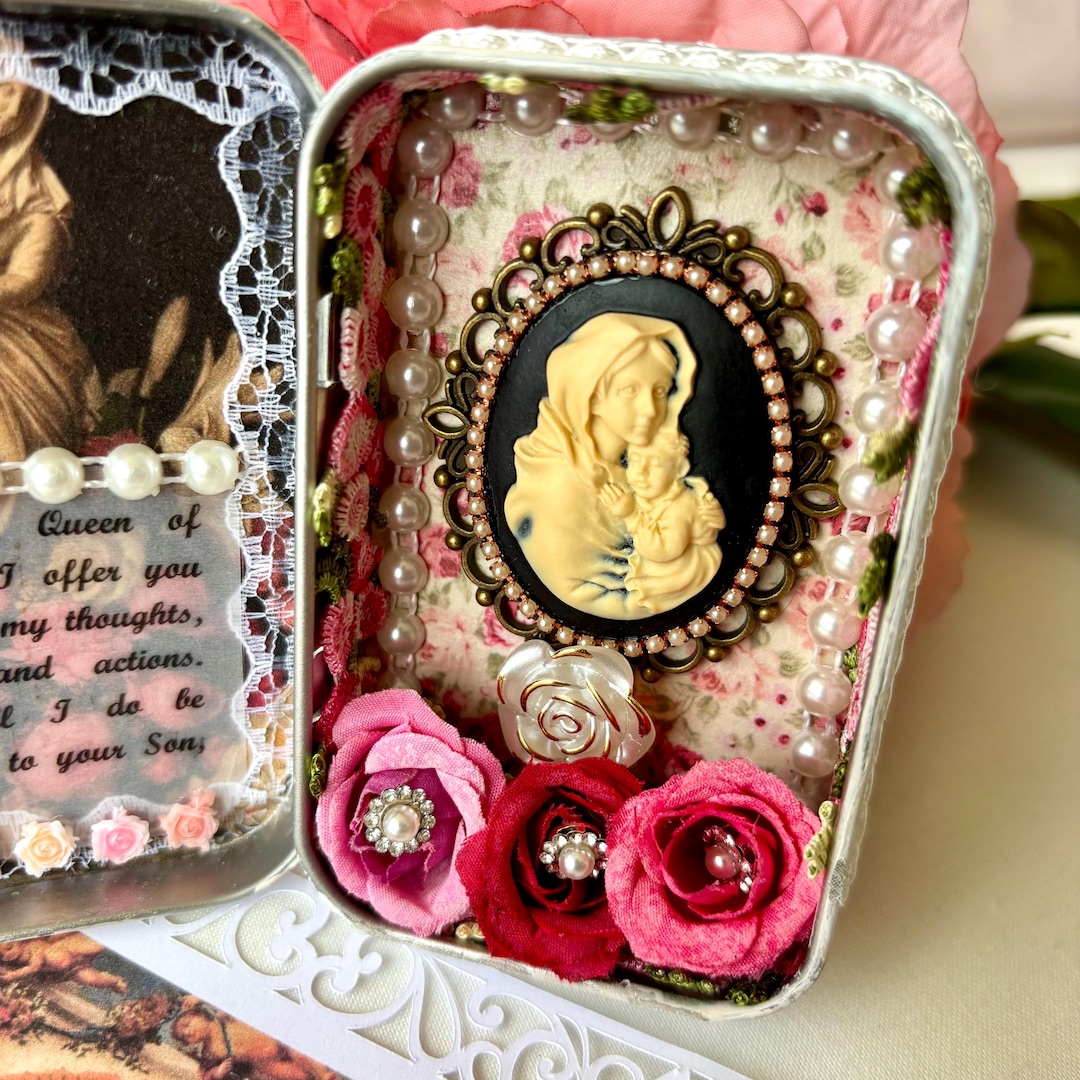 Handmade Catholic Pocket Altar, Shabby Chic Shrine - Madonna and Child ...