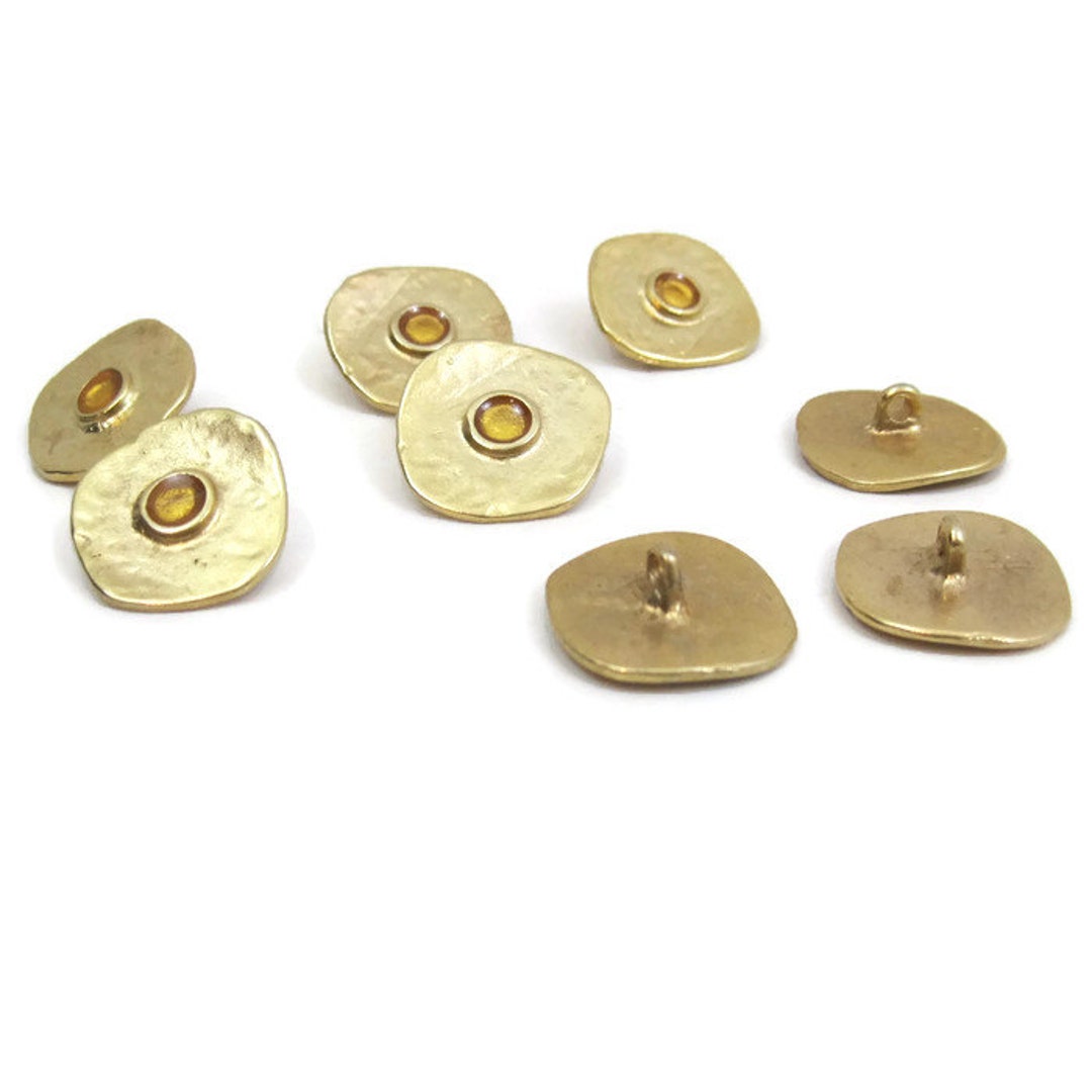 Vintage 80s Buttons Pale Gold Metal Enamel Organic Irregular Shape Lot ...