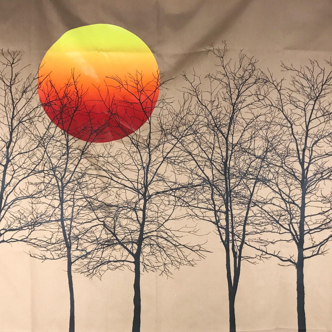 Vintage 70s Artwork Tamarack Silk Screen Fabric Wall Hanging Sun Moon ...