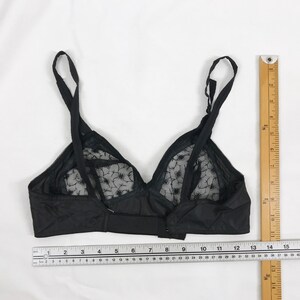 Vintage 50s Bullet Bra Black Sheer Bust Circle Stitched Nylon Lingerie ...