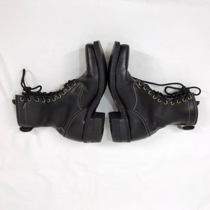 Vintage Dayton Boots 1990s Lace up Black Leather Granny Combat Snub Toe ...