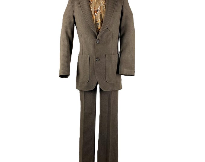 Vintage 70s 80s Angels Flight 3 Piece Suit Brown Pinstriped - Etsy