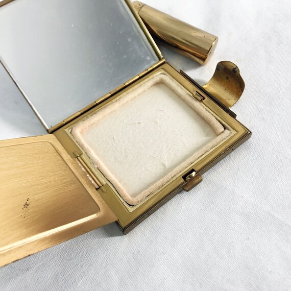 Vintage compact Lipstick and Powder case Pearl Rhines… - Gem