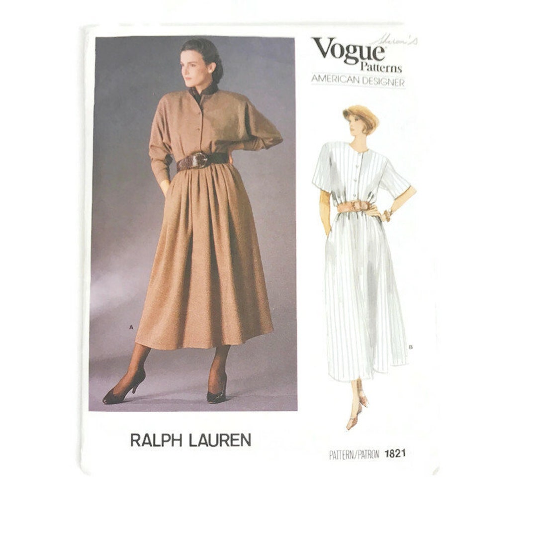 Vintage 80s Vogue Sewing Pattern Americn Designers Ralph Lauren 1821 ...