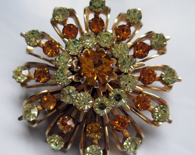 Vintage CORO Rhinestone Starburst Brooch Pin - Etsy