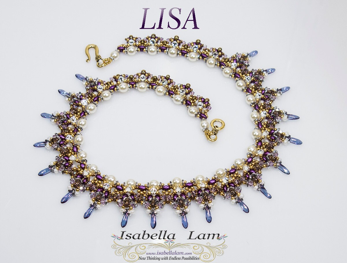 LISA Superduo Rosses Montees and O-beads Beadwork Necklace | Etsy