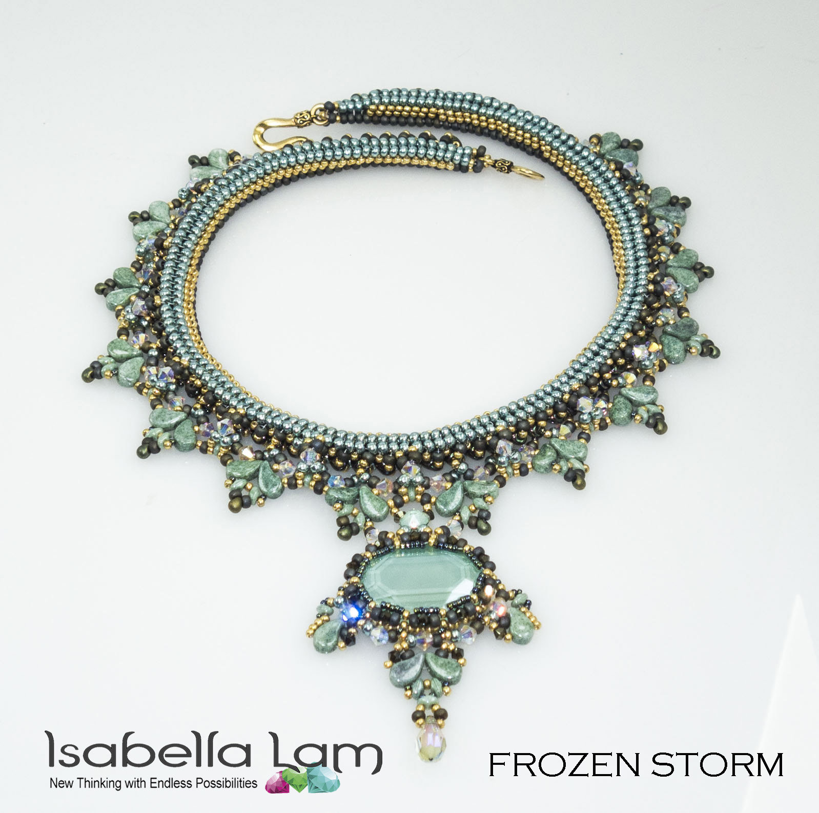 FROZEN Czech Paisley and Austrian Crystal Fancy Oval Stone Necklace ...