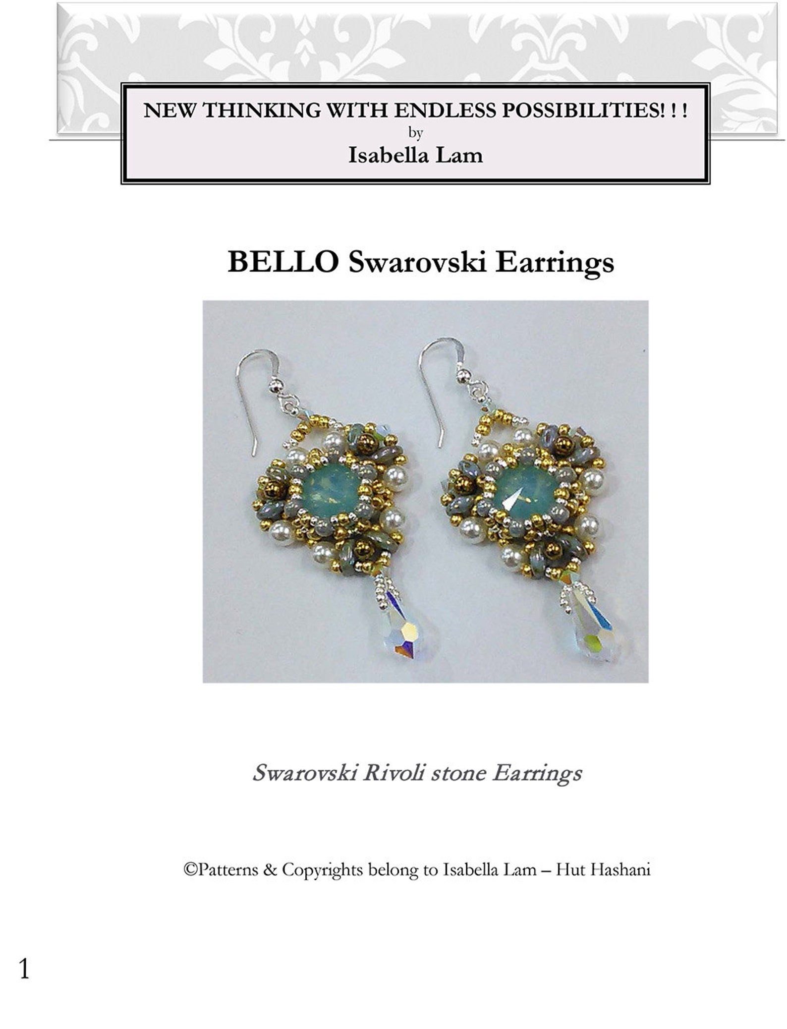 BELLO Superduo With Swarovski Rivoli Earrings Tutorial Instructions for ...
