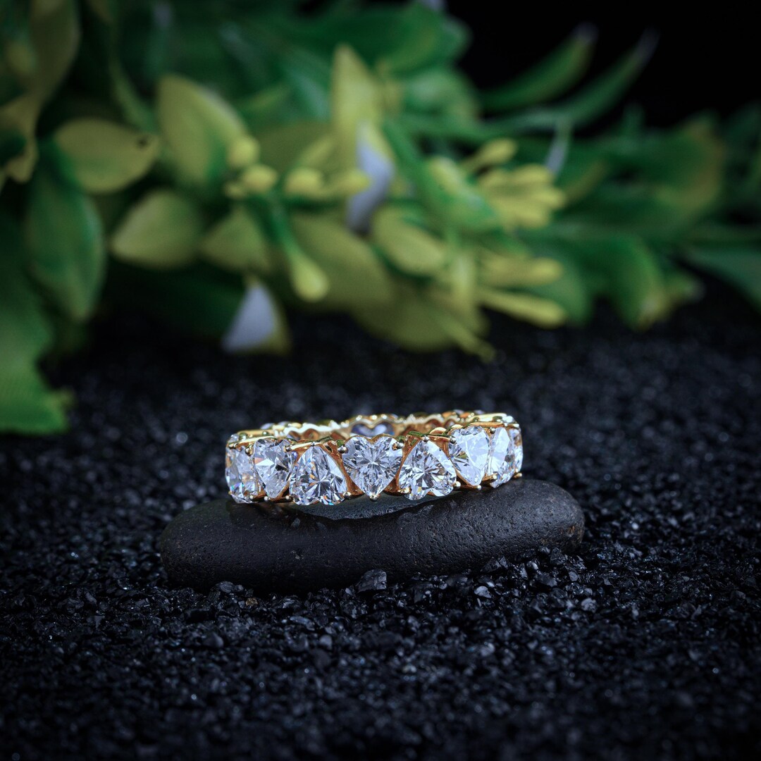 Stackable Heart Cut Diamond Wedding Band/full Eternity Diamond Band ...