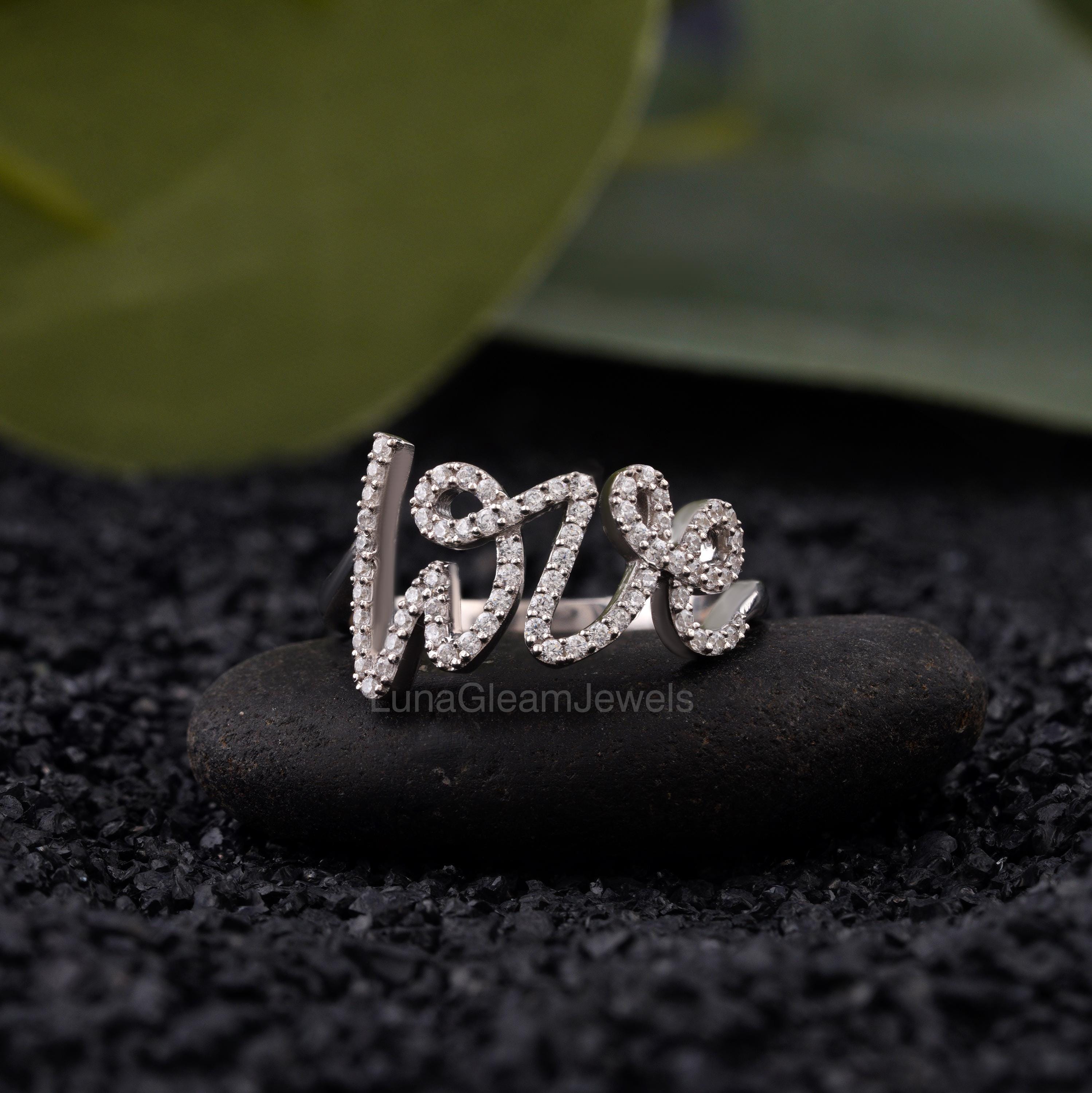 Wedding Ring 14K Solid Gold Love Stackable Ring,lab Diamond Love Ring ...