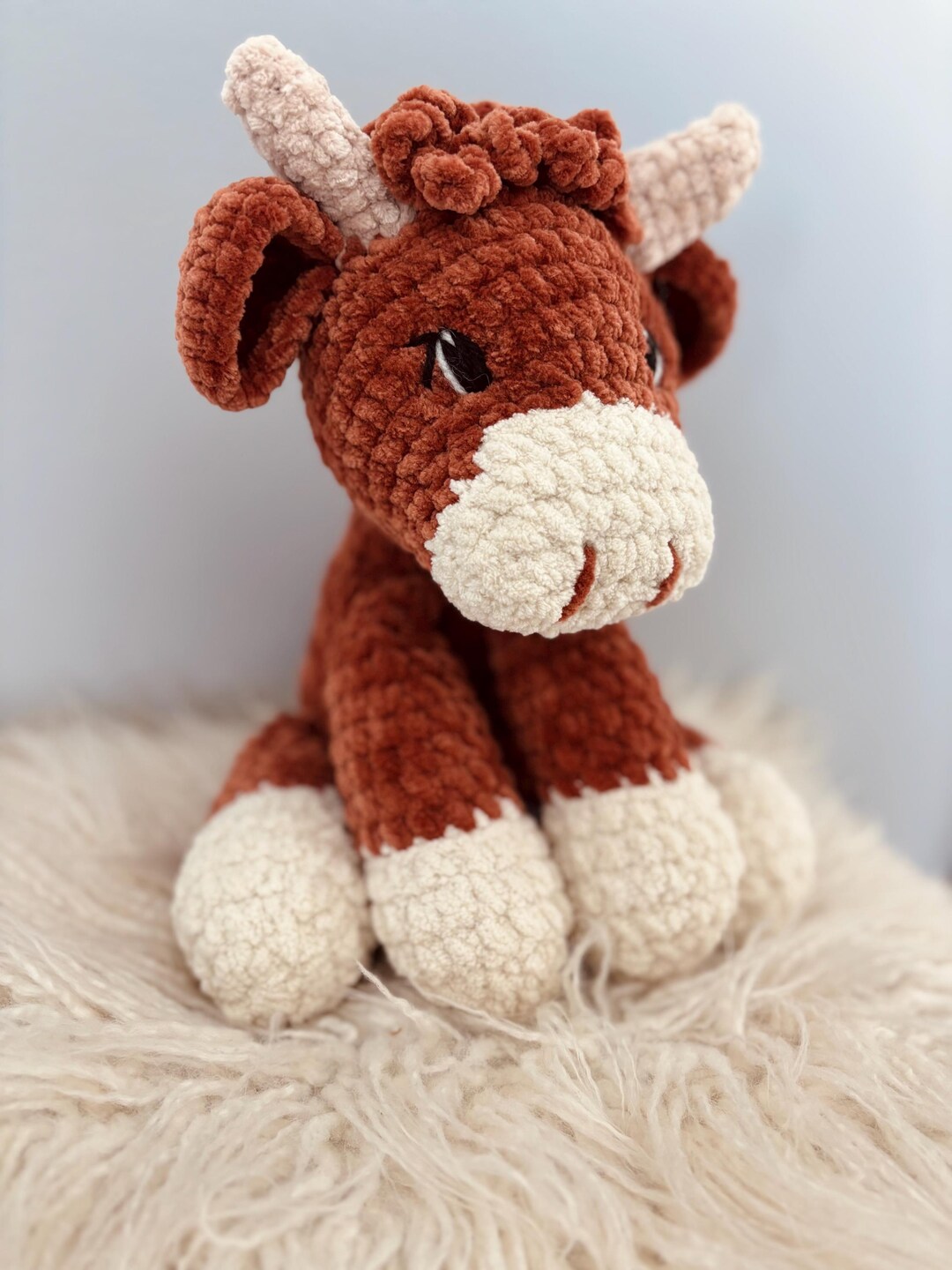 Handmade Highland Cow Stuffed Animal | Crocheted Cow | Cute Highland ...