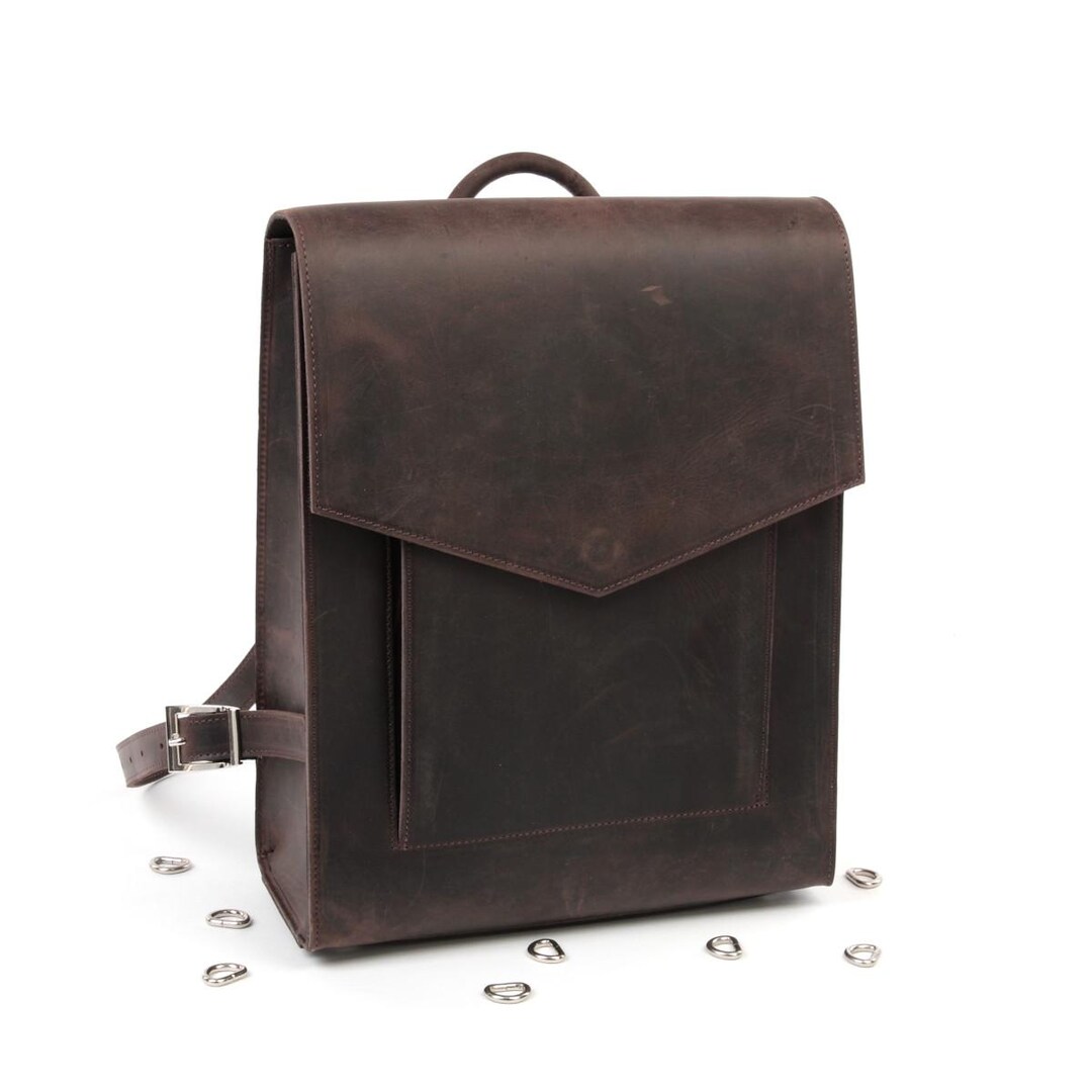 Handmade Leather Backpack A4 | Minimalist Flap Closure Bag - Etsy