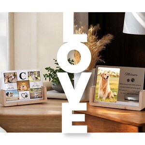 Custom Dog Photo Frame With Wood Base Personalized Display for 1-5 ...