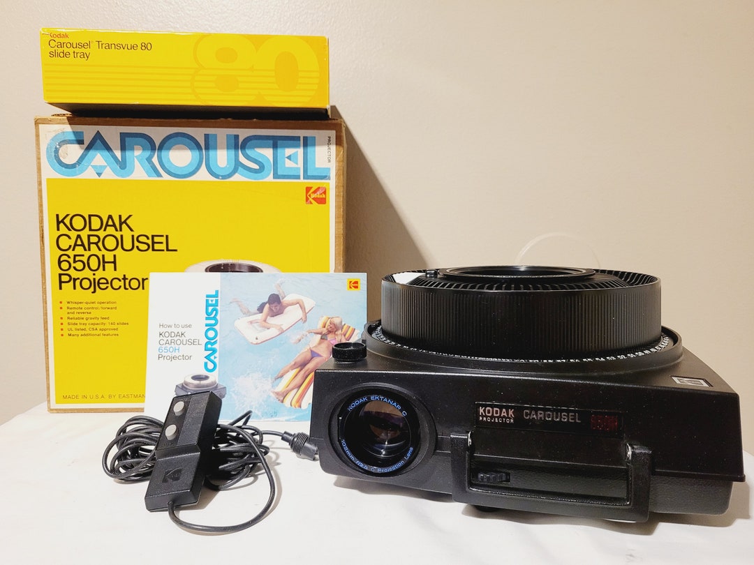 Kodak 650H Carousel Slide Projector Bundle Tray Remote Lens Tested ...