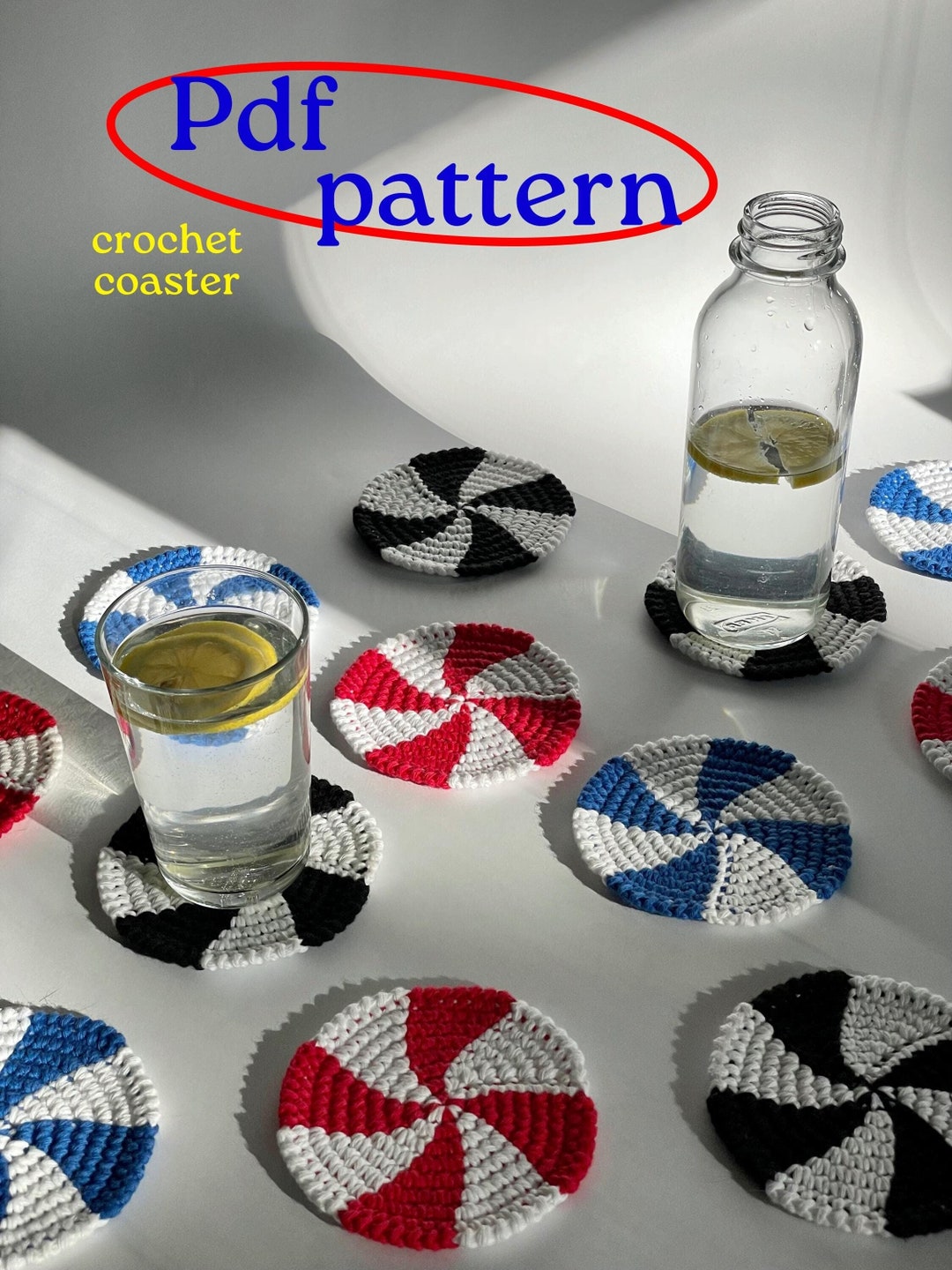 Crochet Coaster Pdf Pattern, Pattern and Chart in English, Round and ...