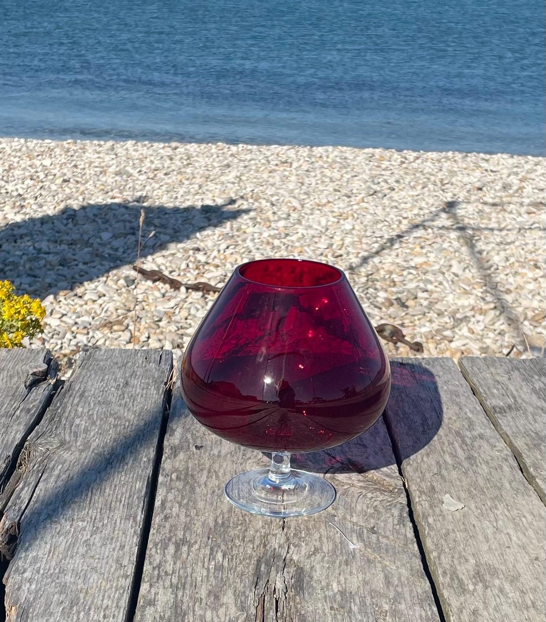 Vintage Ruby Red Brandy Snifter Glass | 1970s Deep Red Glassware ...