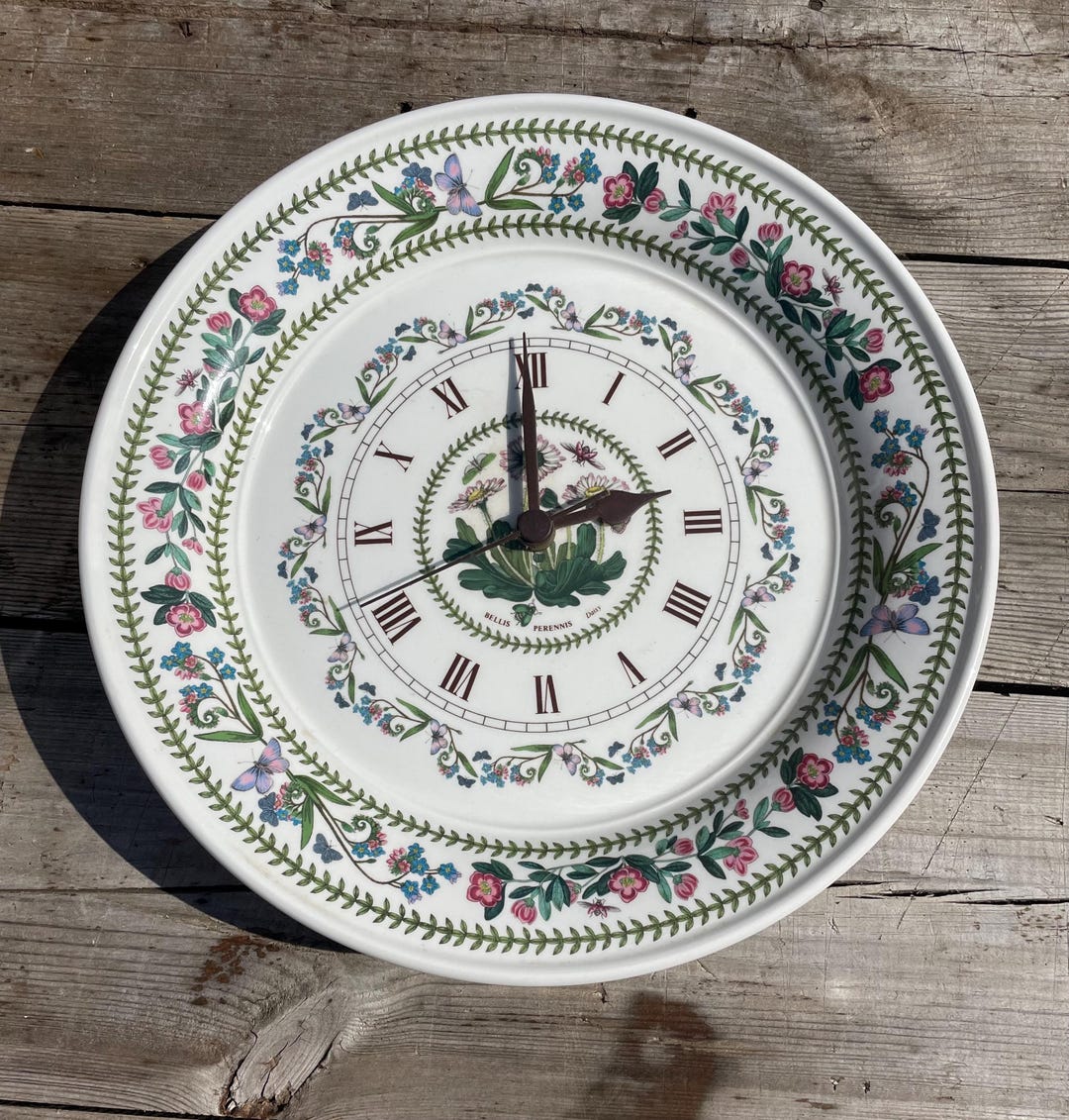 Vintage Portmeirion Botanical Wall Clock – Floral Plate Clock – 1980s ...