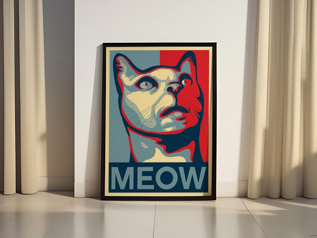 Funny Cat Poster , Meme Poster, Funny Cat Meow Poster, I'm Fıne Poster ...