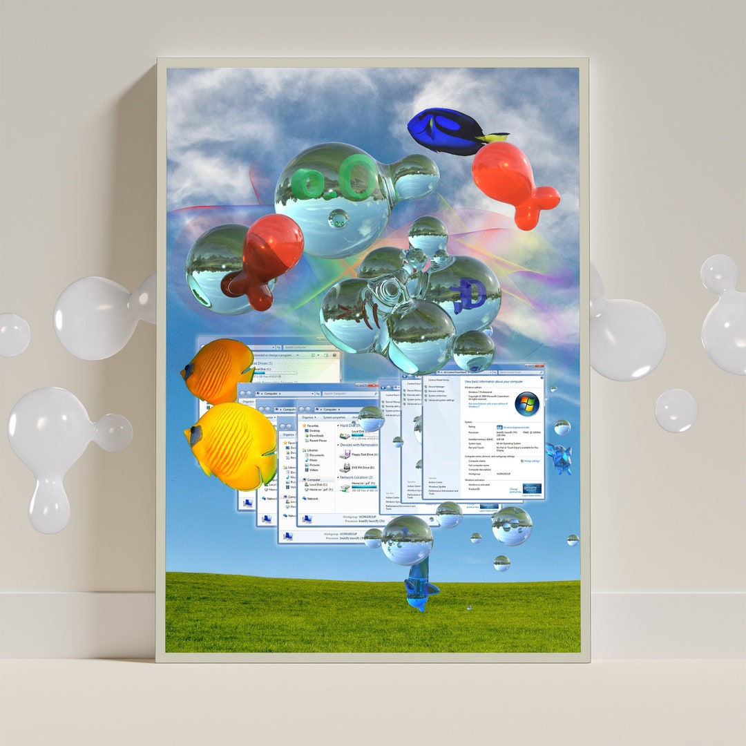 Digital Frutiger Aero Wall Print, Modern 2000s Y2K Poster, 3D Design, Original Artwork, Wall Art ...