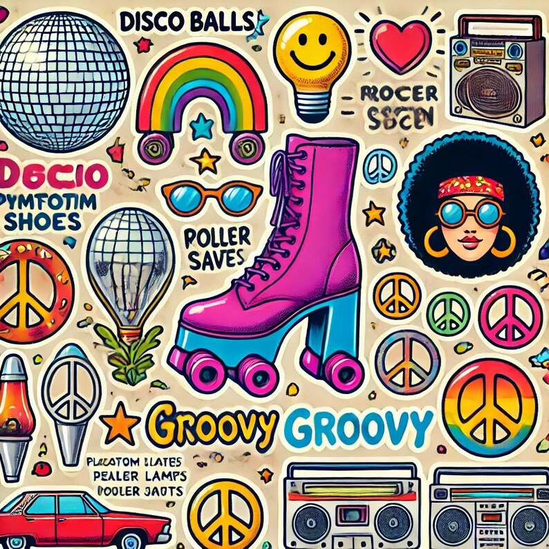 70's Sticker Sheet - Etsy