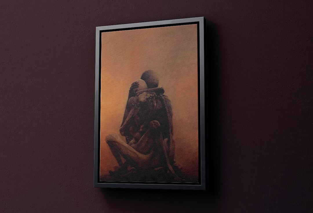 Skeleton Couple Painting Canvas, Painting of Zdzislaw Beksinski Wall ...