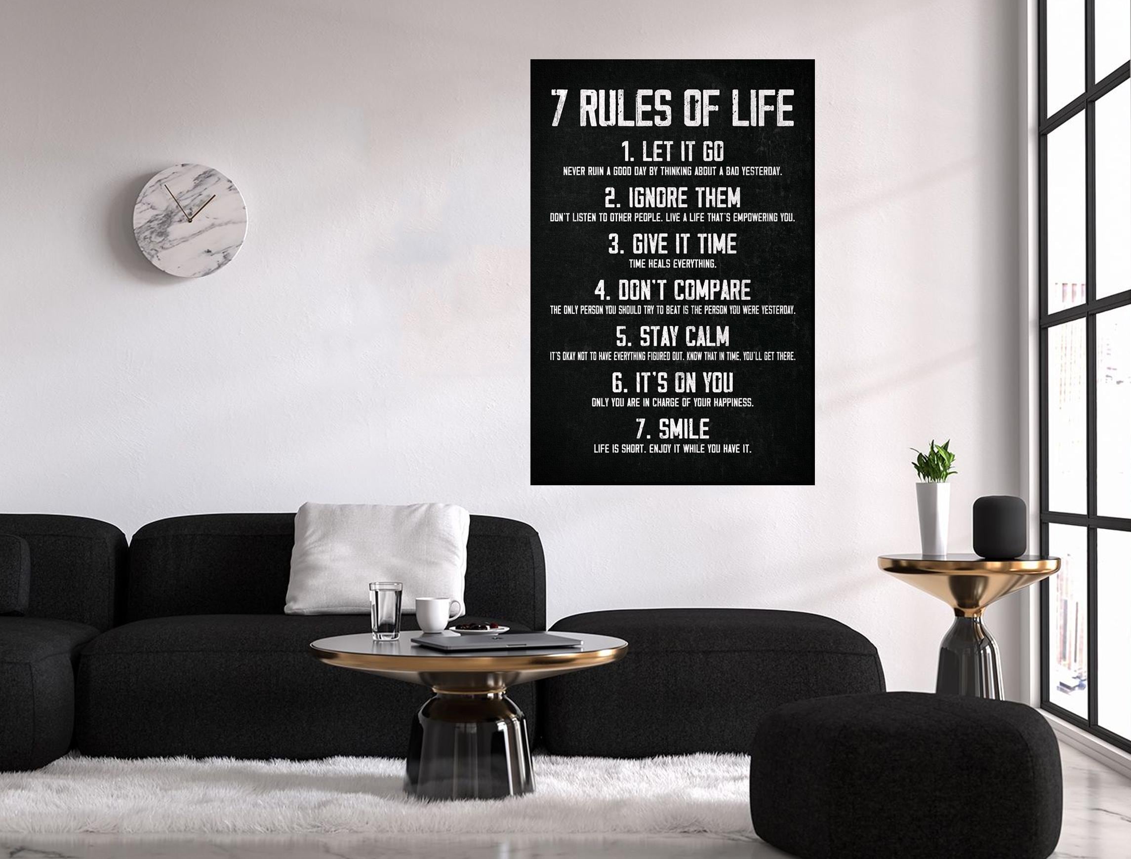 7 Rules of Life Poster Print, Motivational Canvas Wall Decor, 7 Rules ...