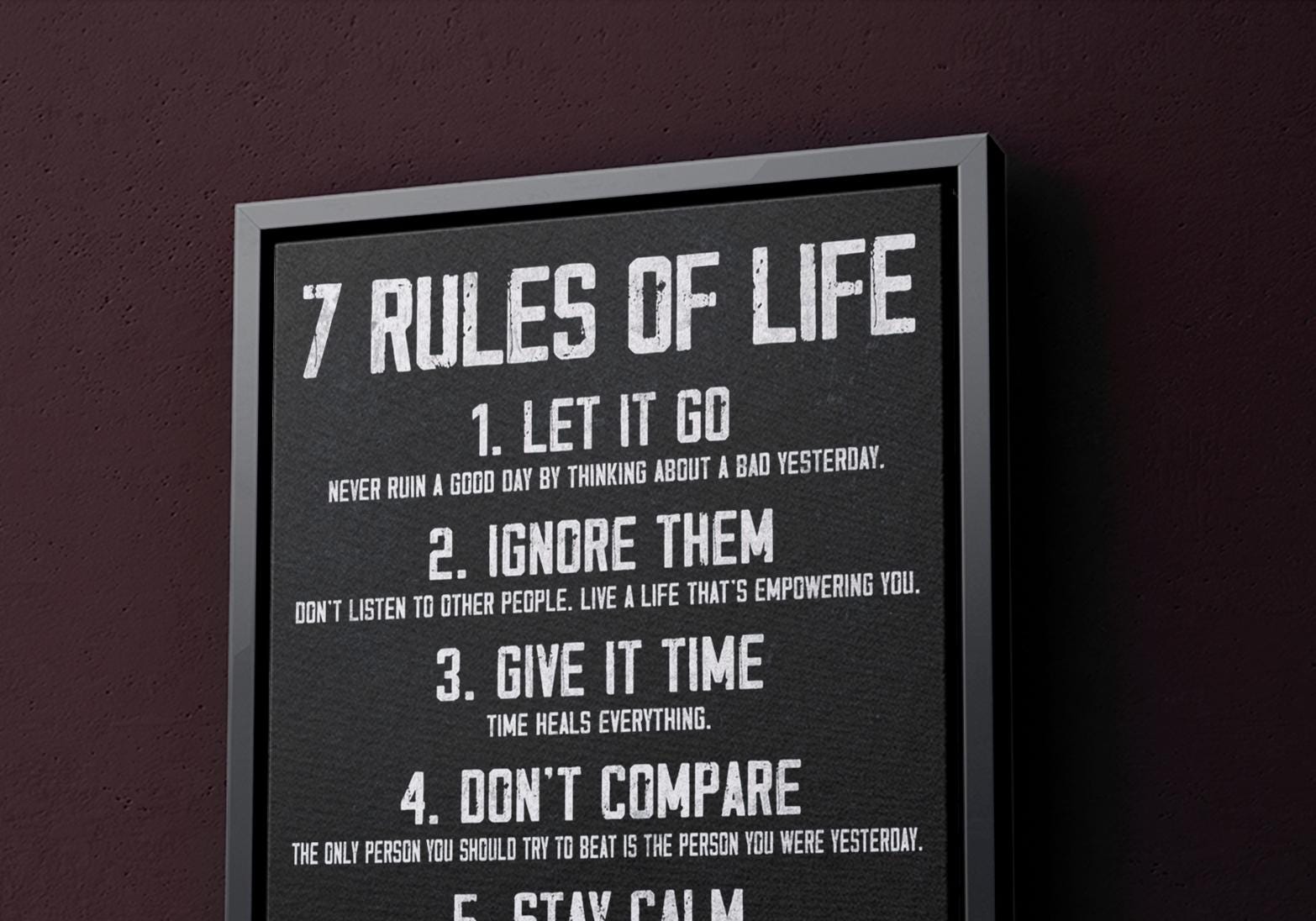 7 Rules of Life Poster Print, Motivational Canvas Wall Decor, 7 Rules ...