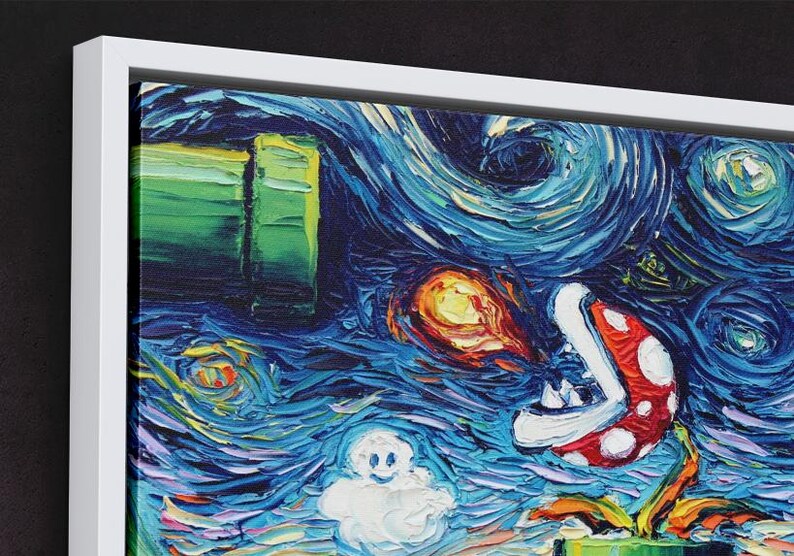 Mario Bros Starry Night, Mario World Gogh Poster, Van Gogh Artwork ...