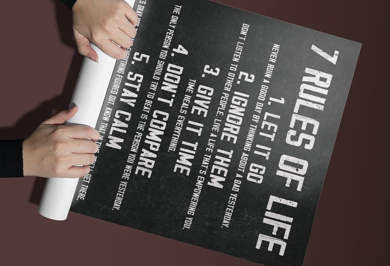 7 Rules of Life Poster Print, Motivational Canvas Wall Decor, 7 Rules ...