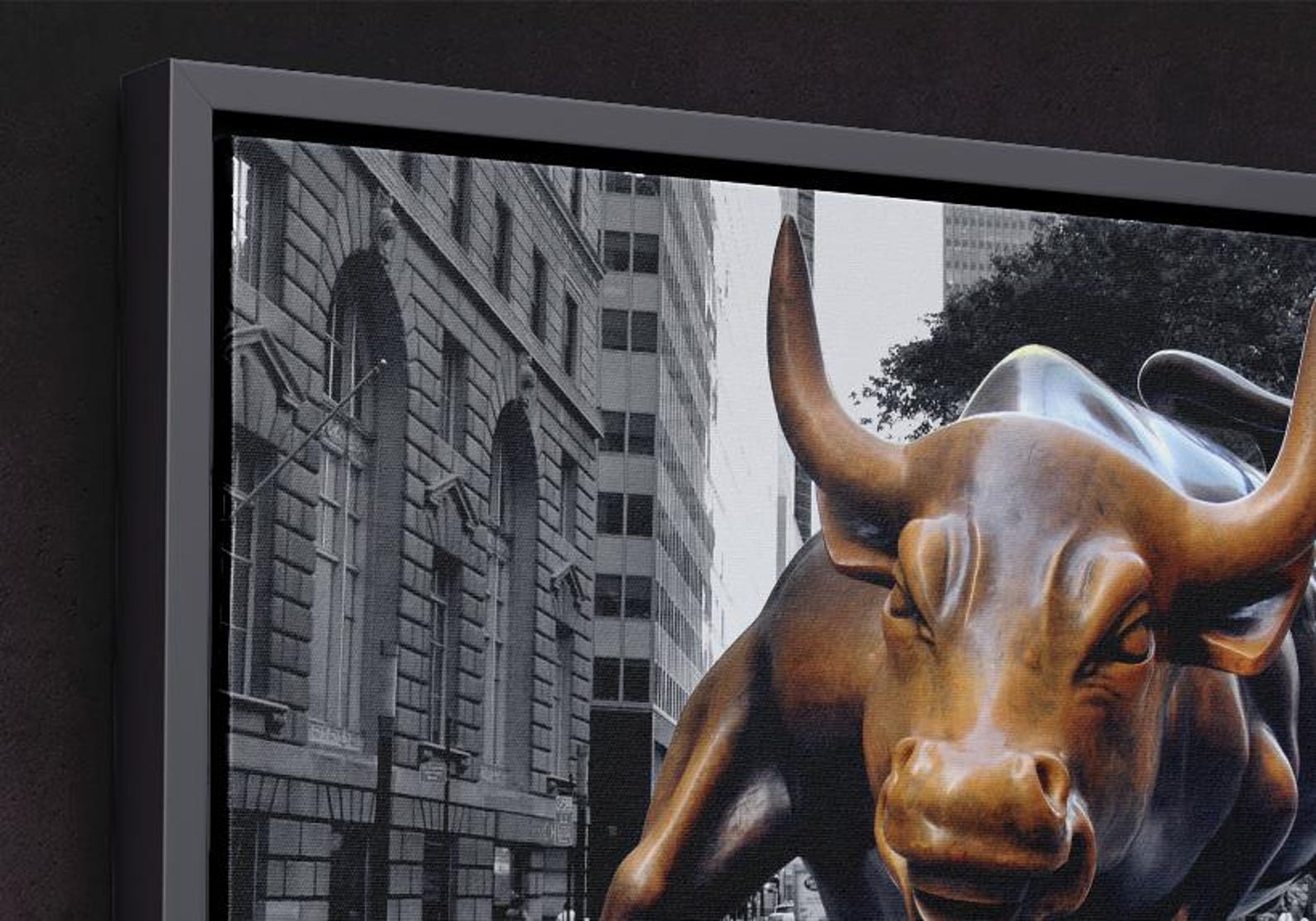 Bull Canvas, Charging Bull Statue, Wall Street Art, Bull Wall Art, Bull ...