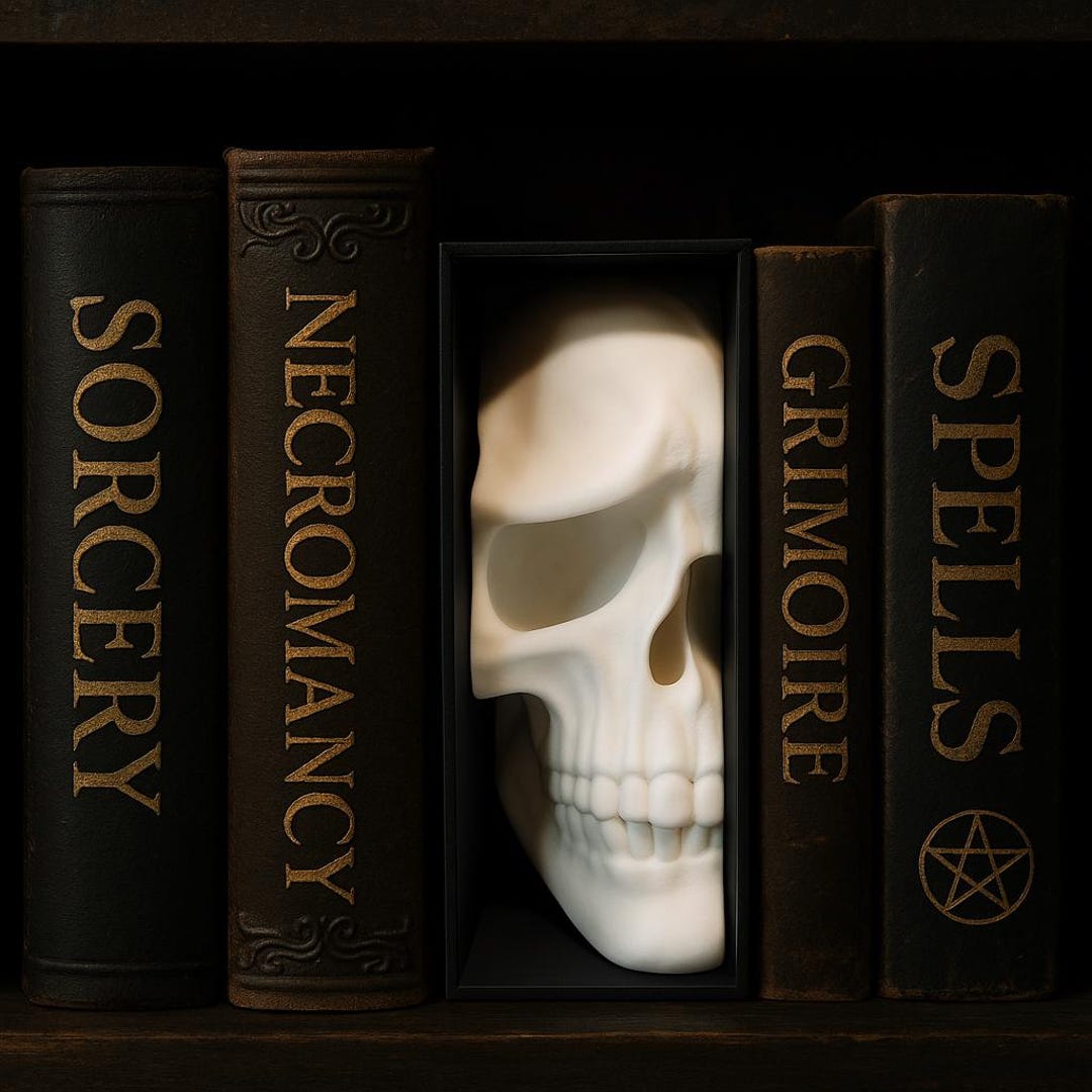 Gothic Sad Skull Book Nook | Dark Academia Library Decor, Creepy ...