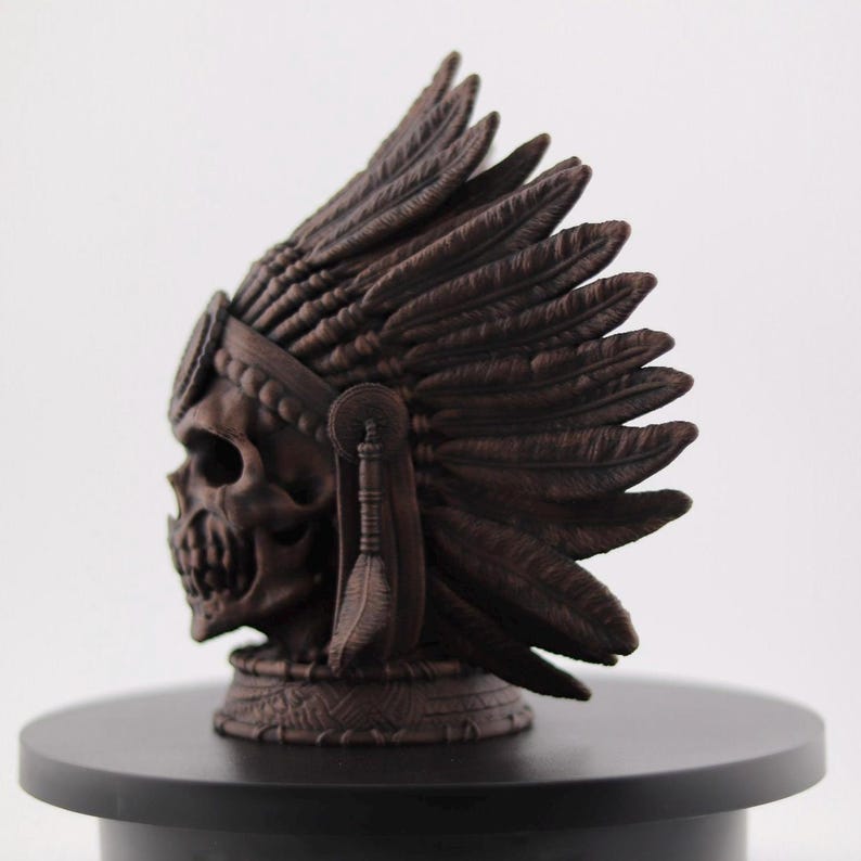 Chieftain Skull 3D Printed Paperweight | Hand Painted Desk Decor ...