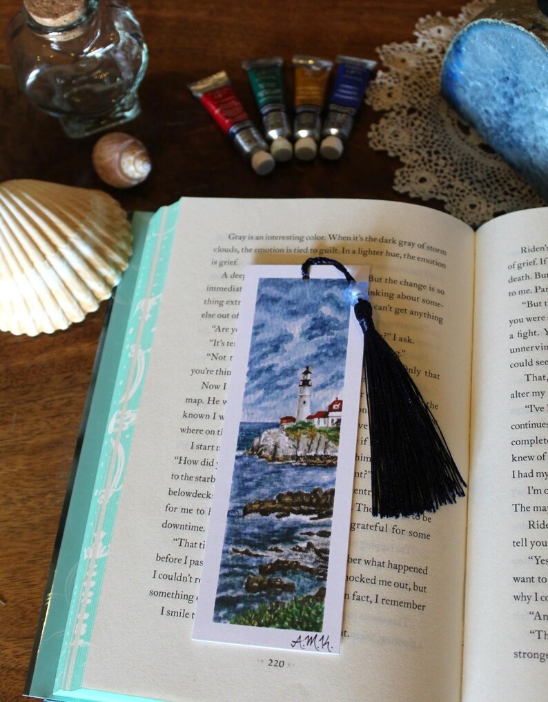 Lighthouse Painted Bookmark - Etsy