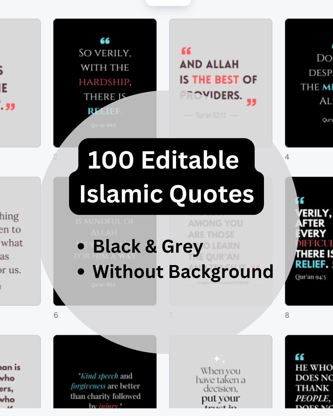 100 Editable Islamic Quotes Templates, Inspirational Quran Quote, Words ...