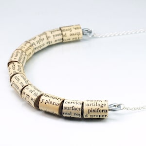 Gray's Anatomy Necklace- Upcycled Medical Book, Paper Bead Jewelry ...