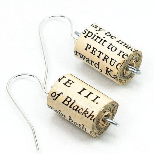 Shakespeare Earrings Shakespeare Jewelry Paper Bead - Etsy