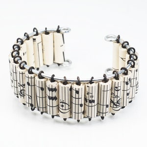 Sheet Music Bracelet- Paper Bead Jewelry, Vintage Music Cuff Bracelet ...