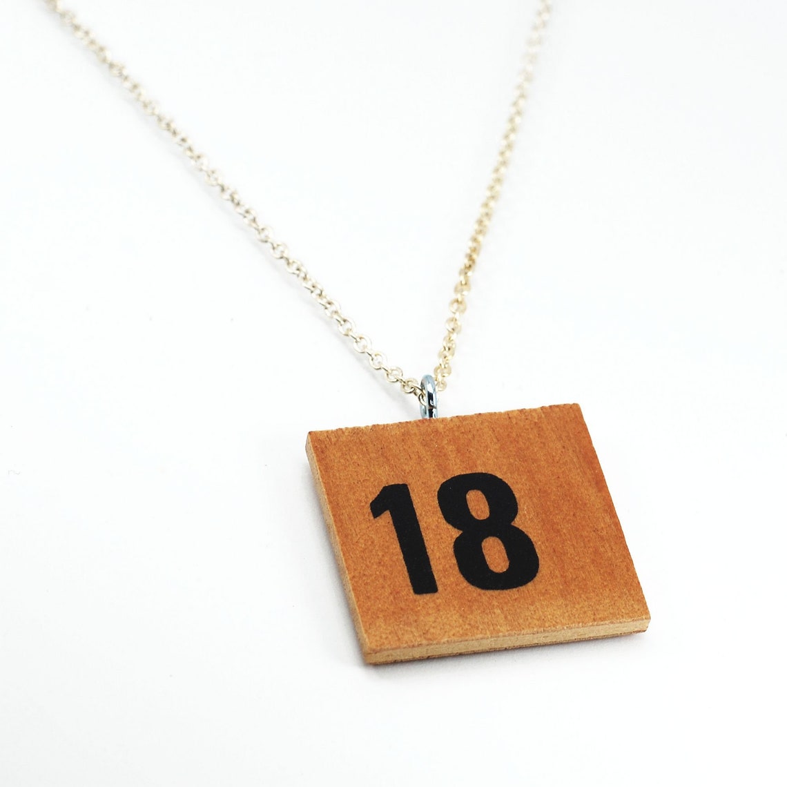 Number 18 Necklace Upcycled Wood Eighteen Pendant Found - Etsy