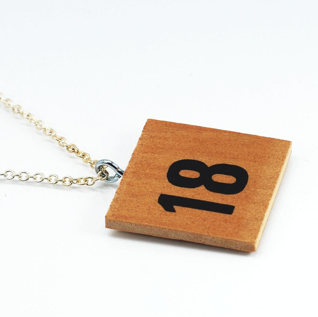 Number 18 Necklace- Upcycled Wood, Eighteen Pendant, 18th Birthday Gift ...