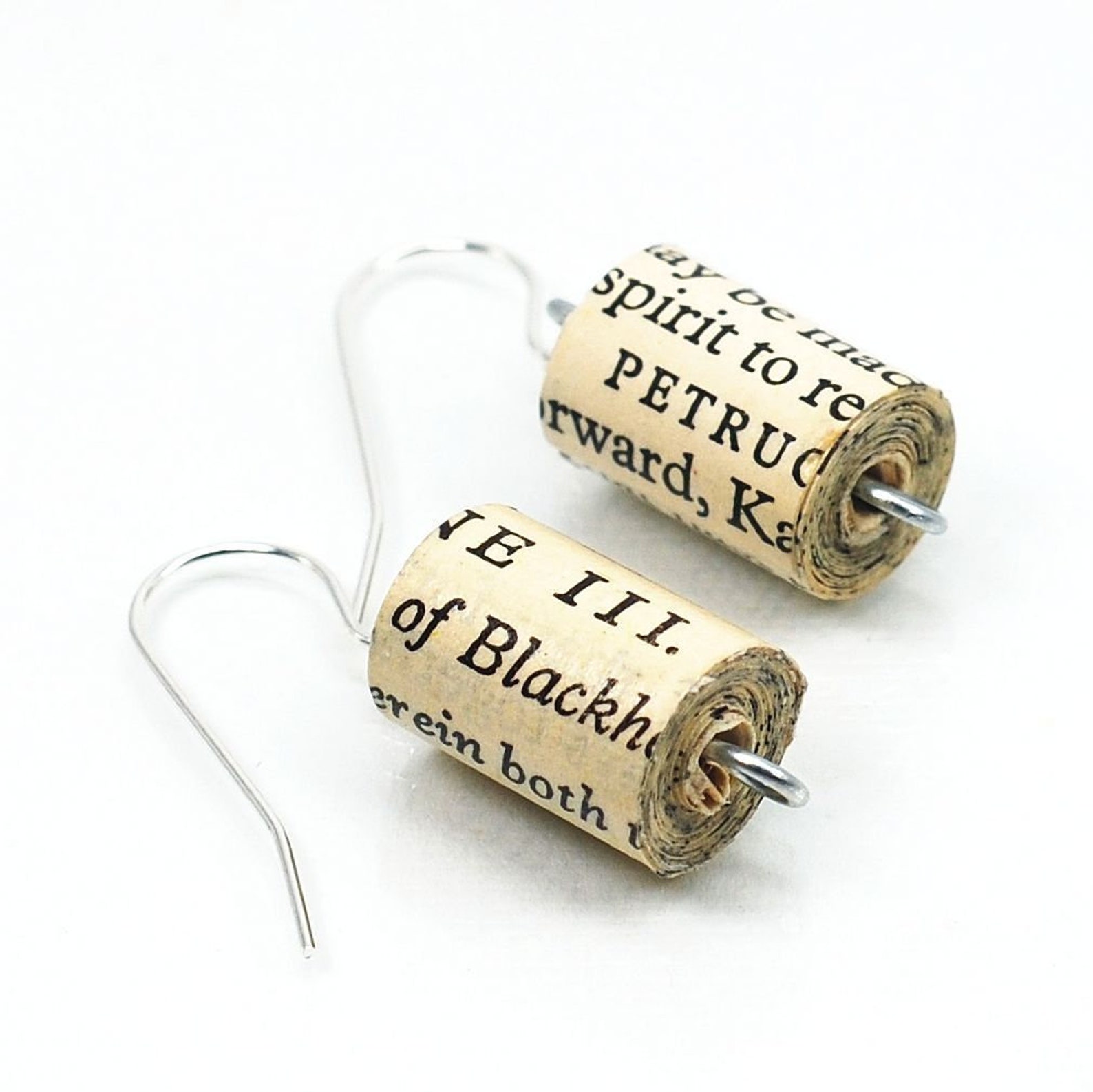 Shakespeare Jewelry Upcycled Shakespeare Paper Bead Earrings - Etsy