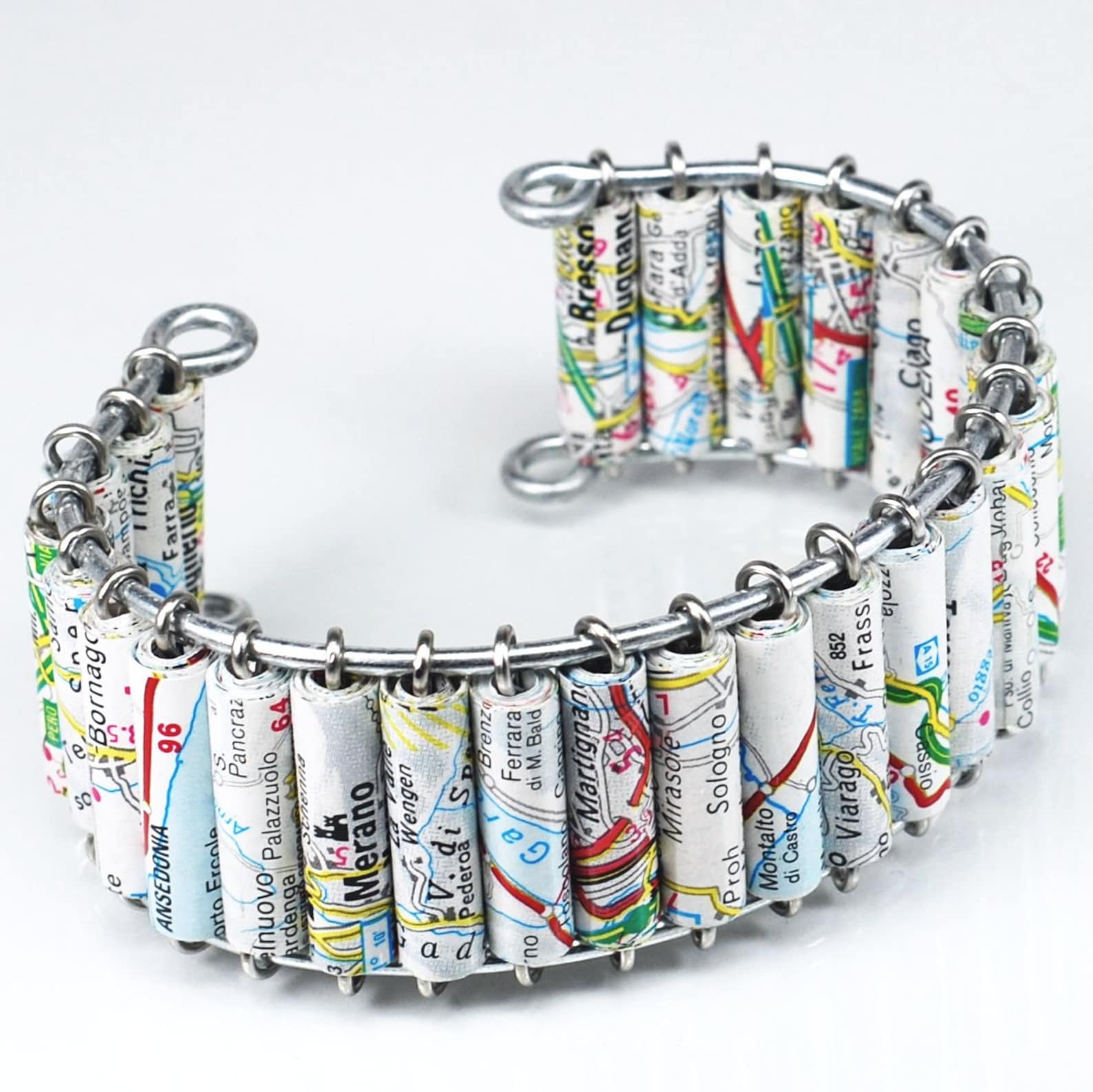 Italy Map Jewelry- Upcycled Italy Road Atlas Map Cuff Bracelet, Italy ...