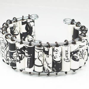Comic Book Bracelet- Upcycled Black & White Comic Book Cuff Bracelet ...