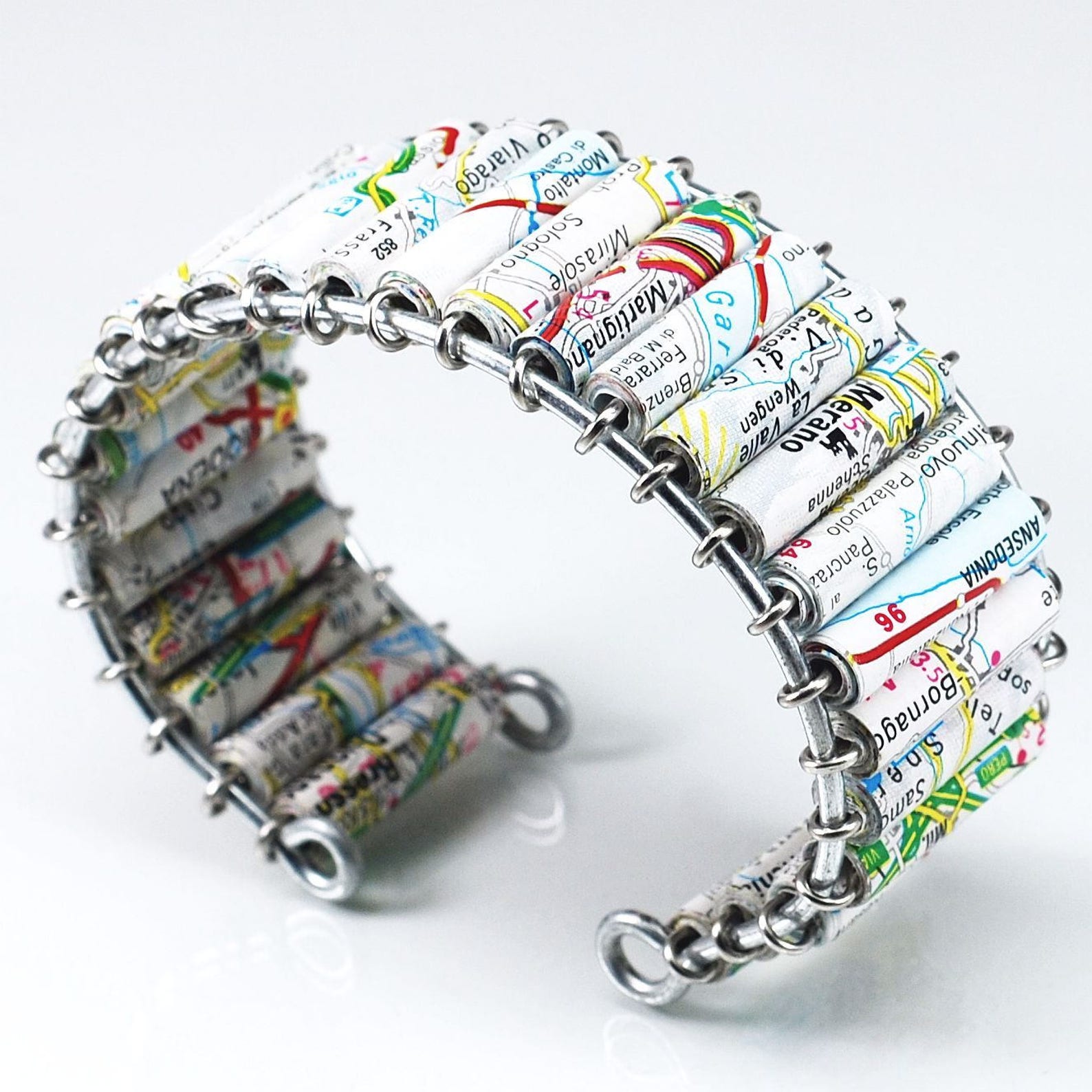 Italy Map Jewelry- Upcycled Italy Road Atlas Map Cuff Bracelet, Italy ...