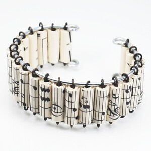 Sheet Music Bracelet- Paper Bead Jewelry, Vintage Music Cuff Bracelet ...