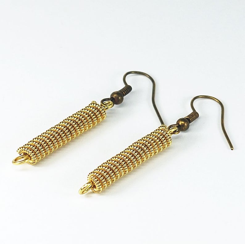 Guitar String Jewelry Modern Minimal Earrings Upcycled Brass | Etsy