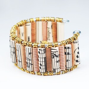 Guitar String Bracelet- Sheet Music Bracelet, Paper Bead Jewelry, Brass ...