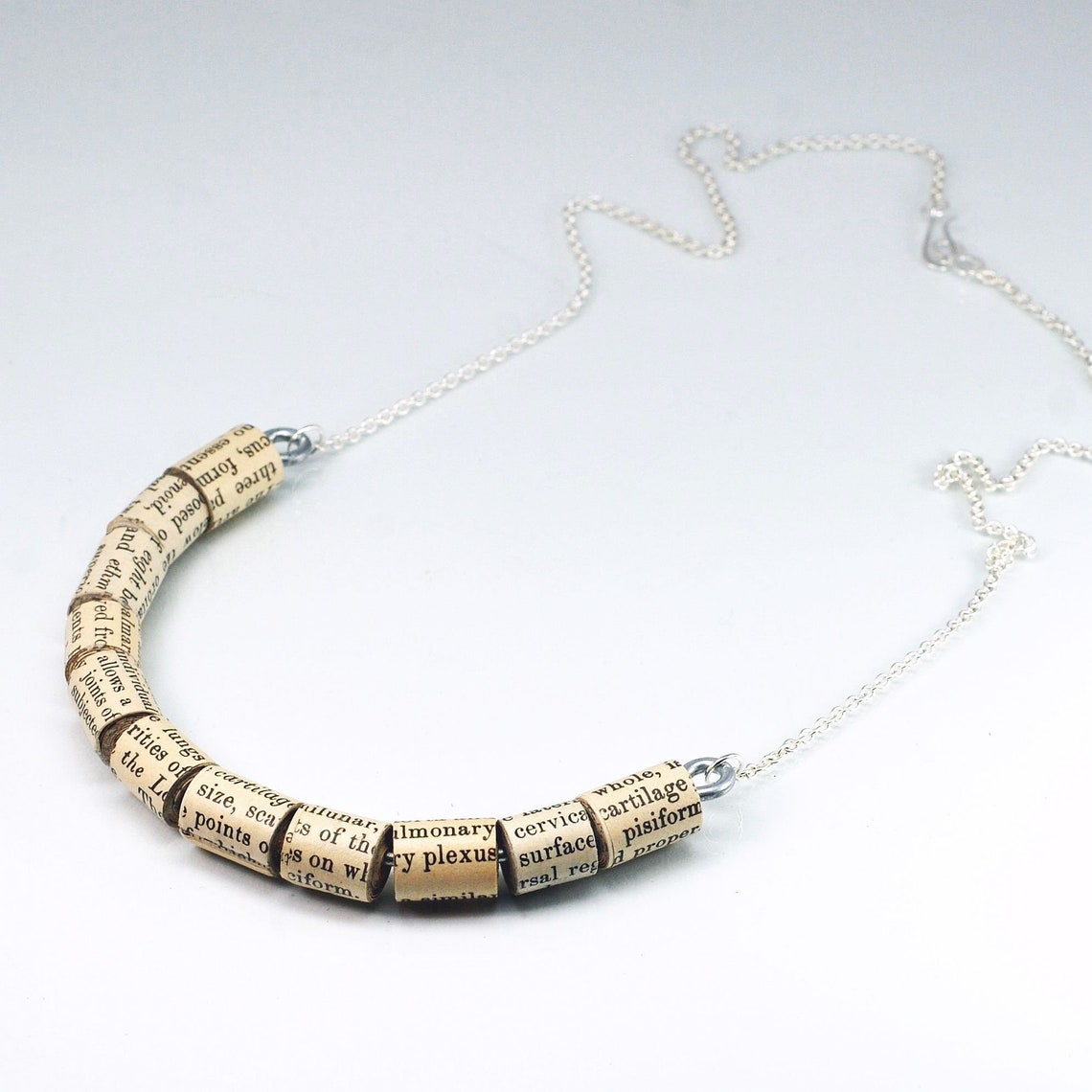 Gray's Anatomy Necklace Upcycled Medical Book Paper Bead - Etsy