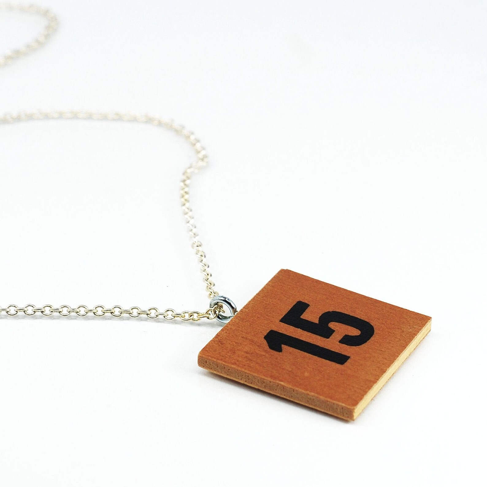 Number 15 Necklace Upcycled Wood Fifteen Pendant Found - Etsy