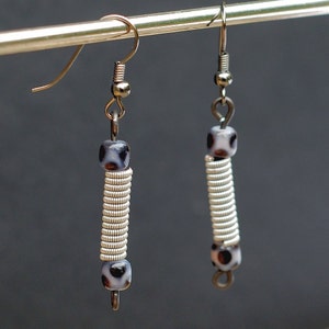 Guitar String Earrings- Gray & Black Upcycled Guitar Strings, Music ...